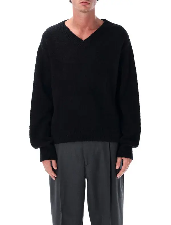 Mfpen V-Neck Sweater In Furry Black - 17% Off | Editorialist